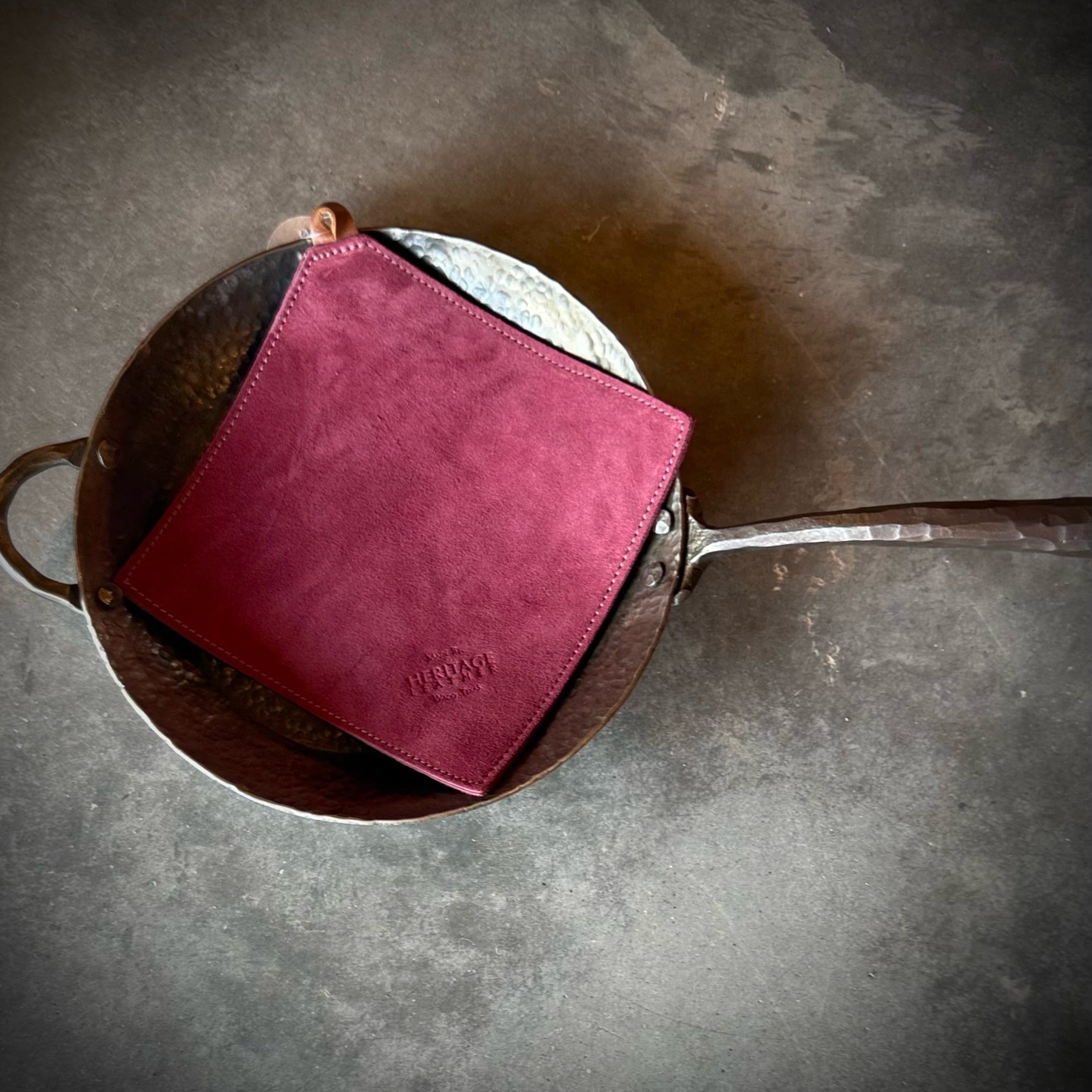 Leather Suede Square Hot Pad Holder | Heritage Leather